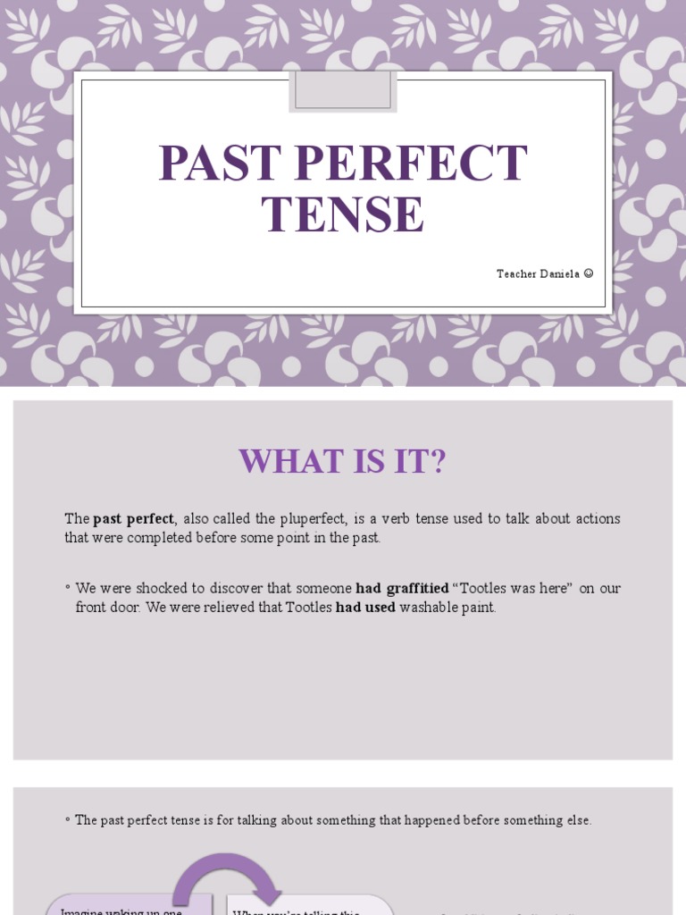 Past Perfect Tense | PDF | Grammatical Tense | Perfect (Grammar)