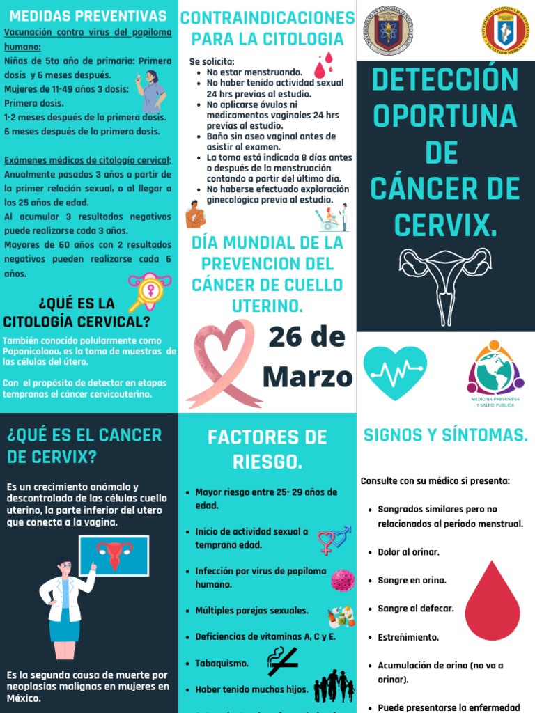 Tríptico Cáncer de Cervix | PDF | Cáncer de cuello uterino | Menstruación