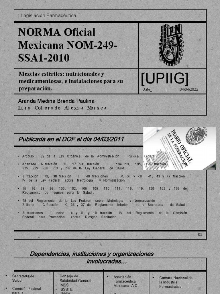 Nom 249 Mezclas Estériles | PDF | Farmacia | Química medicinal