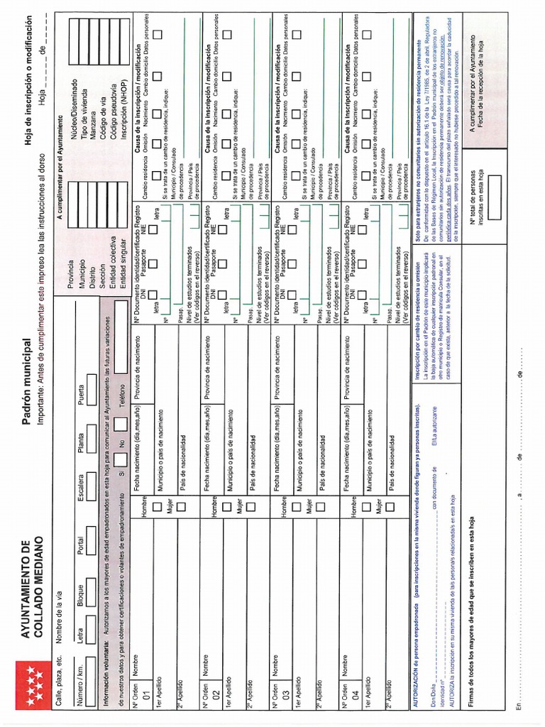 Modelo de Hoja Padronal | PDF