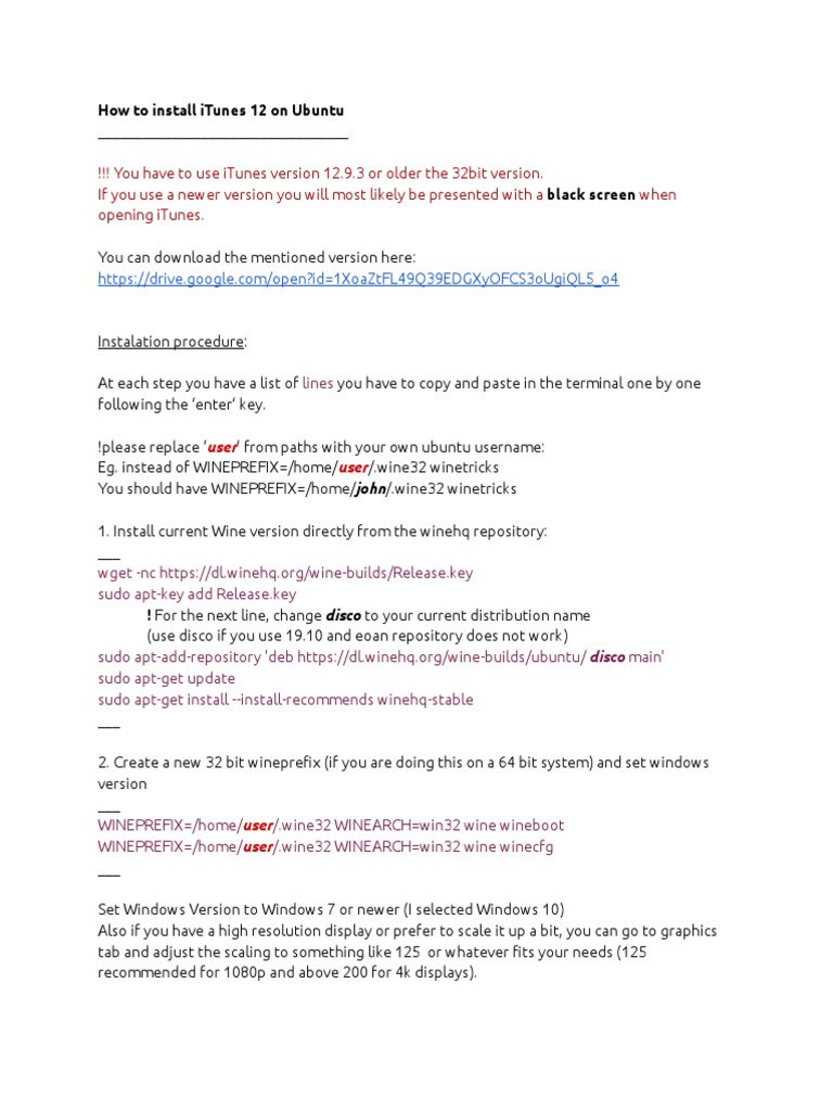 Instructions | PDF | I Tunes | Installation (Computer Programs)