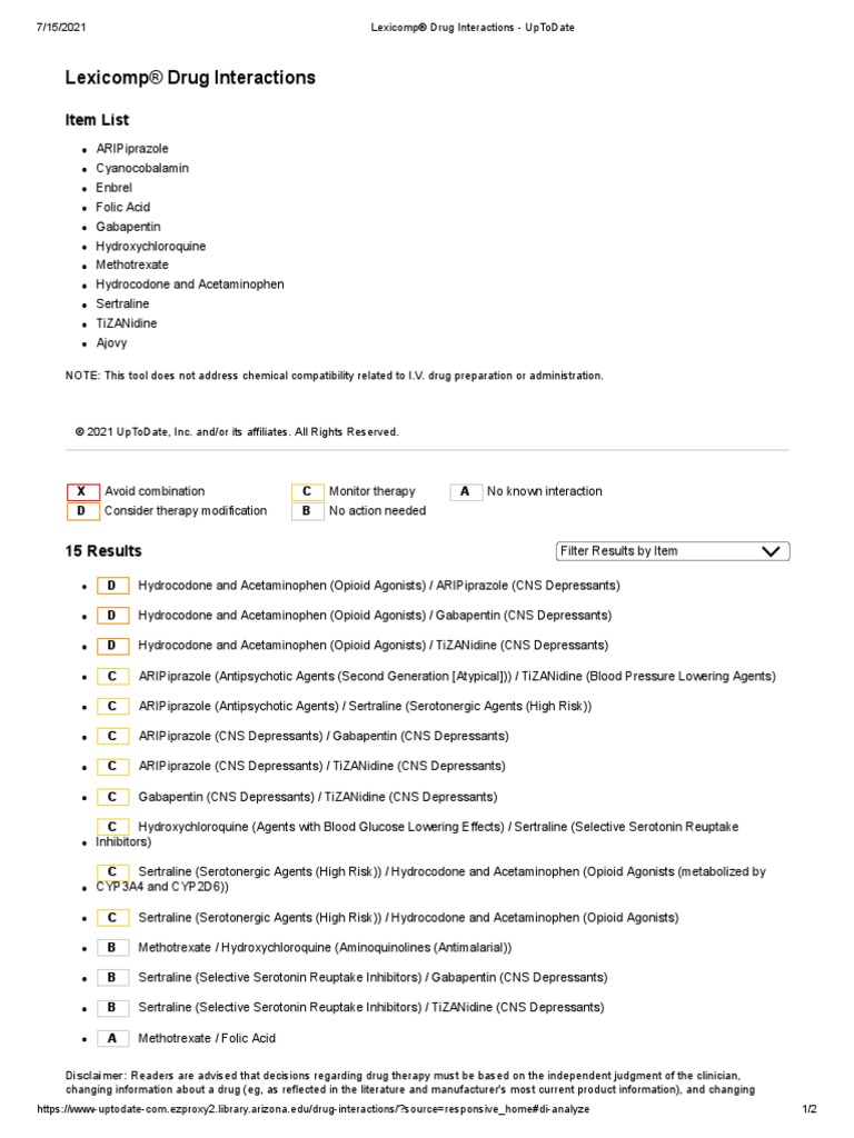 Lexicomp® Drug Interactions - UpToDate | PDF | Serotonin | Neurochemistry