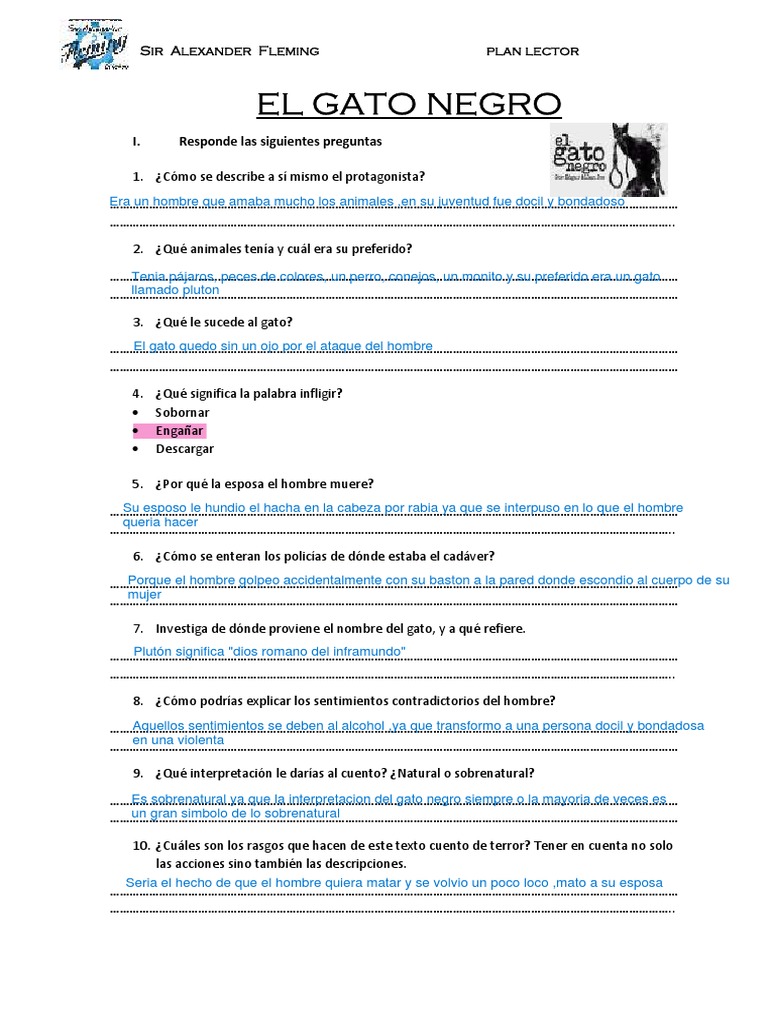 El Gato Negro - Actividad | PDF
