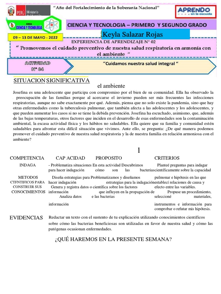 Experiencia de Aprendizaje 02 - Cyt - Actividad 04 - 1ero y 2do Grado | PDF | Fermentación | Las ...