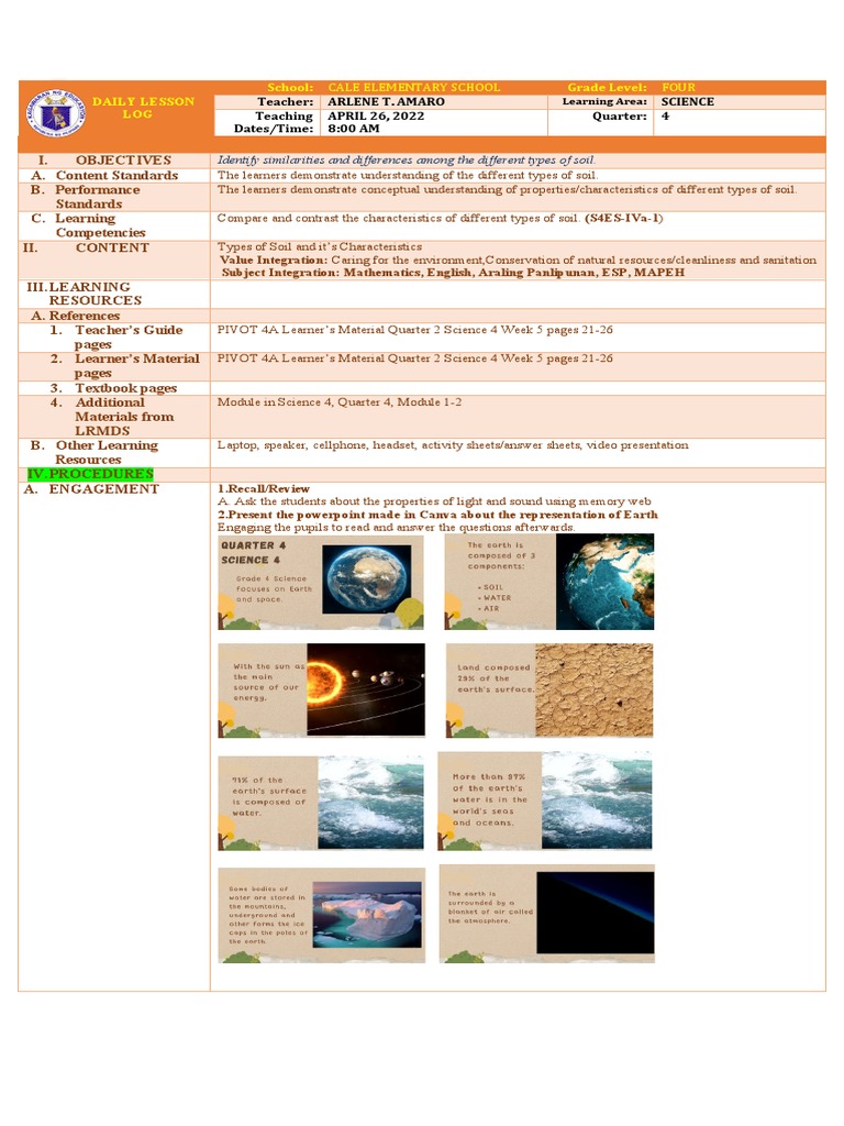 Arlene - Amaro - Science 4 Cot 2 | PDF | Soil | Learning