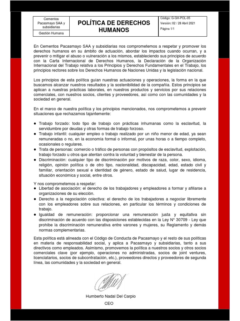 Politica De Derechos Humanos Pdf Trata De Personas Discriminación