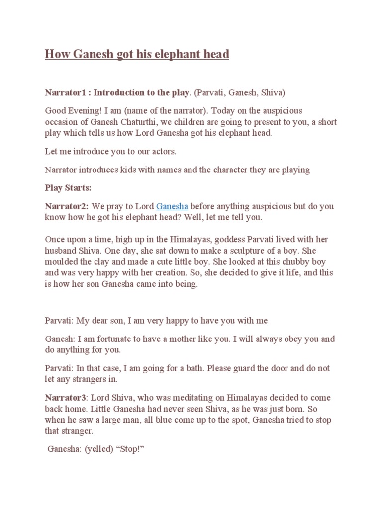 How Ganesh Got His Elephant Head | PDF | Hindu Theology | Hindu Mythology