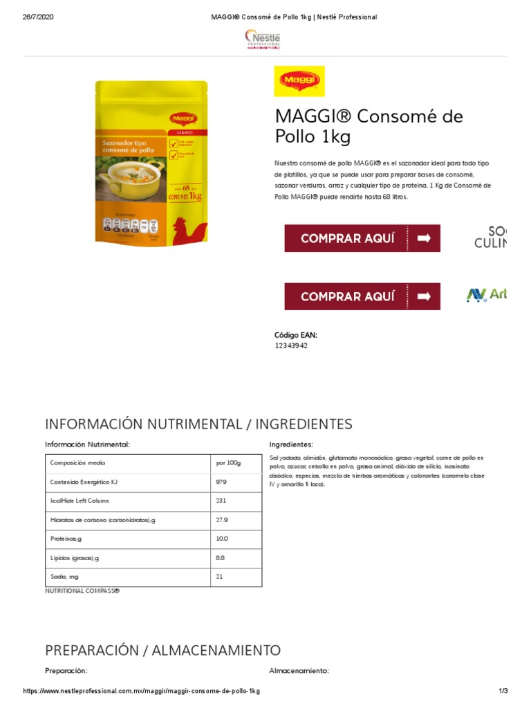 MAGGI® Consomé de Pollo 1kg _ Nestlé Professional | PDF | Comida y ... MAGGI® Consomé de Pollo 1kg _ Nestlé Professional | PDF | Comida y ...