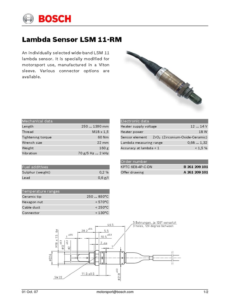 Sensor de Oxigeno Bosch LSM 11-RM | PDF | Electrical Connector | Building Engineering