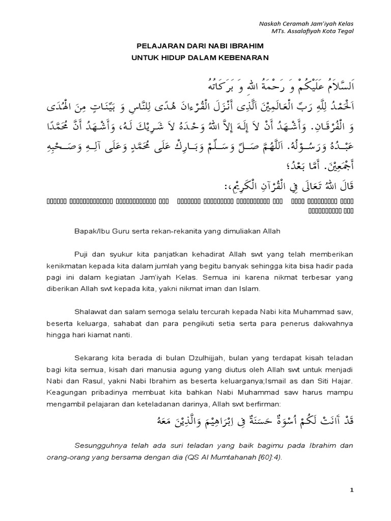Naskah Ceramah 2 - Pelajaran Dari Nabi Ibrahim | PDF