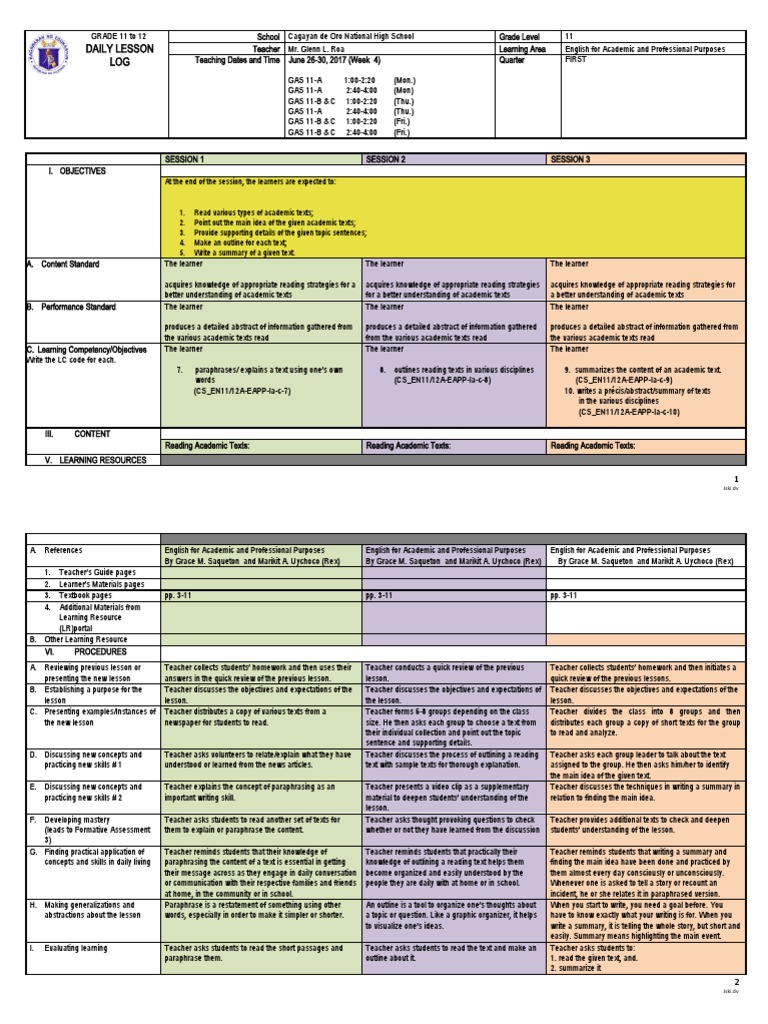 Week-4 - Eapp DLP | PDF | Teachers | Learning Week-4 - Eapp DLP | PDF | Teachers | Learning