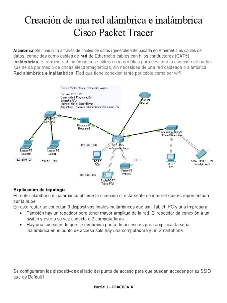 Configuración de una red alámbrica e inalámbrica mixta utilizando Cisco Packet Tracer | PDF ...
