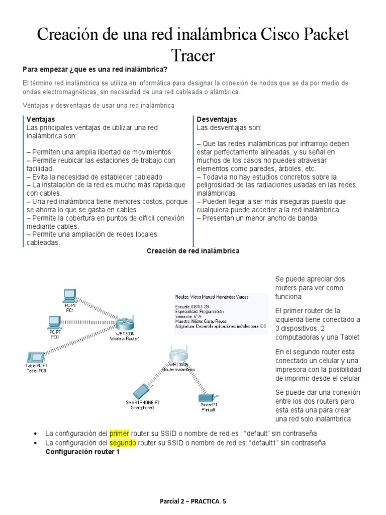 Creación de Una Red Inalámbrica Cisco Packet Tracer | PDF | Inalámbrico | Red inalámbrica