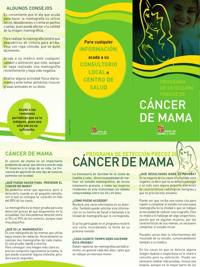 Cancer de Mama Triptico | PDF | Mamografía | Cáncer de mama