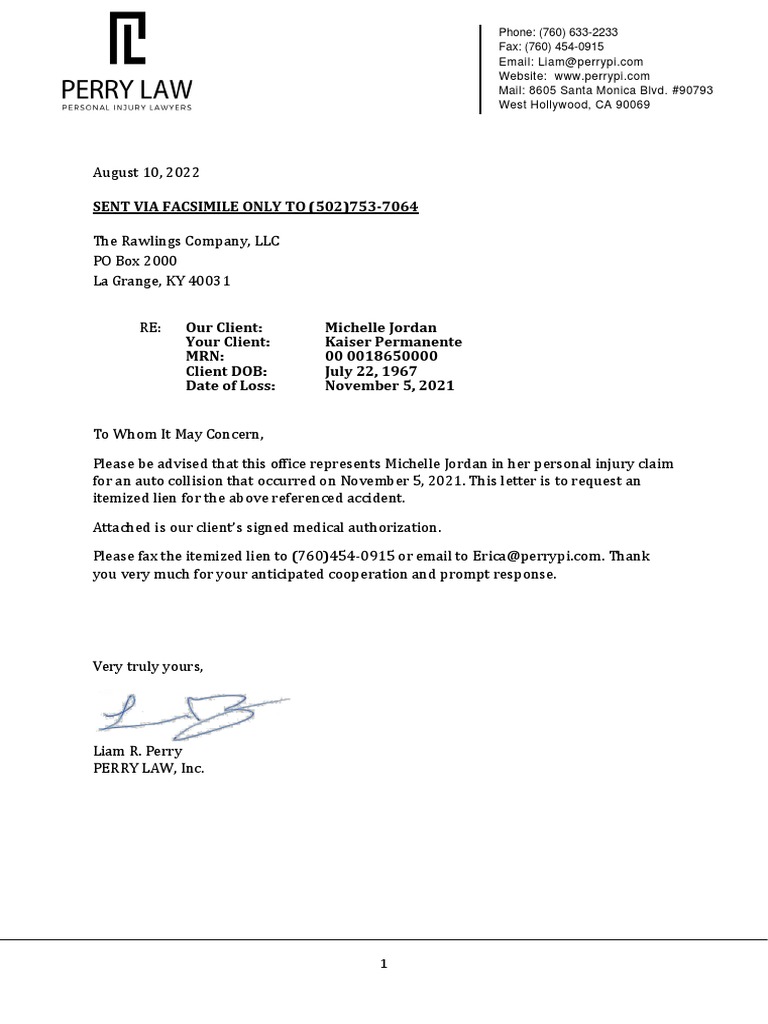 Request for Medical Lien Information | PDF | Health Insurance ...