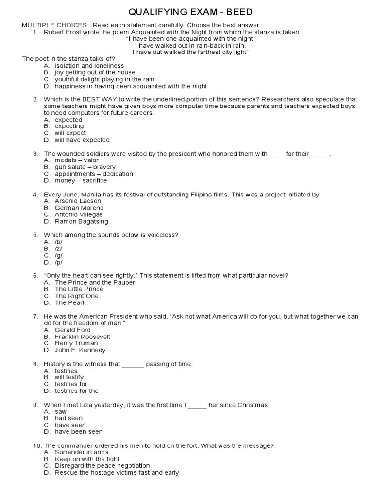 Understanding the Content and Insights of a Qualifying Exam Document ...