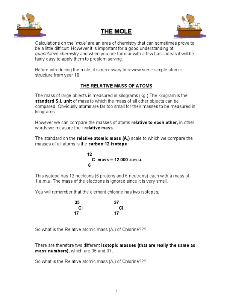 D3 Igcse Moles Pdf Mole Unit Molecules