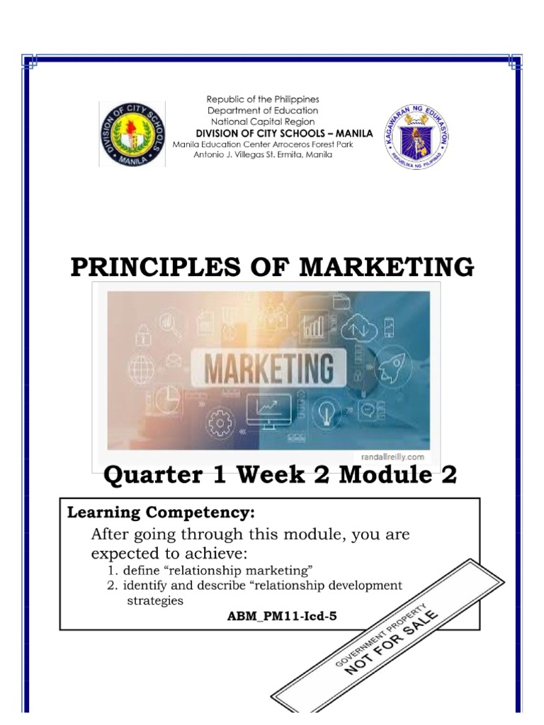 ABM PRINCIPLES OF MARKETING 11 - Q1 - W2 - Mod2 | PDF | Sales | Marketing