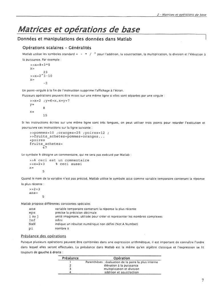 2 Matrices Et Operations de Base | PDF