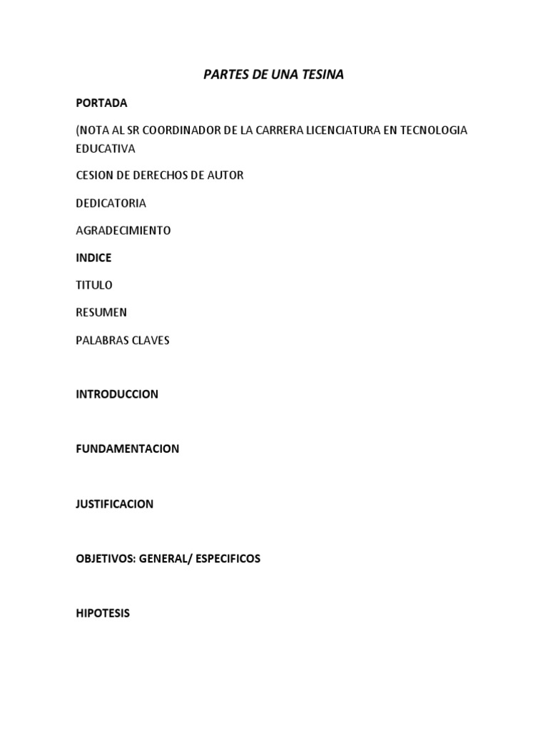 Partes de Una Tesina | PDF
