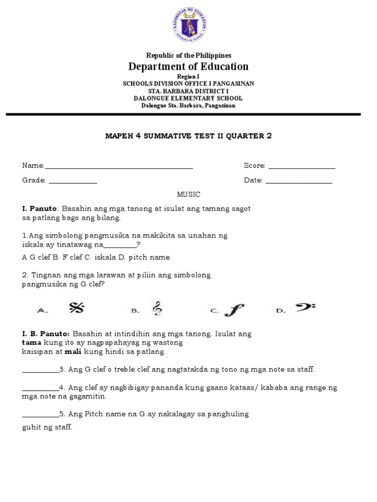Grade 4 Summative Test 2 q2 | PDF