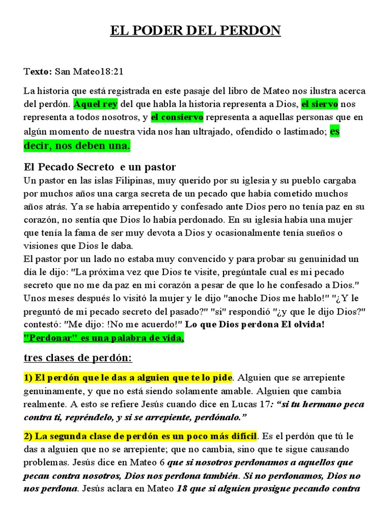El Poder Del Perdon | PDF | Perdón | Pecado