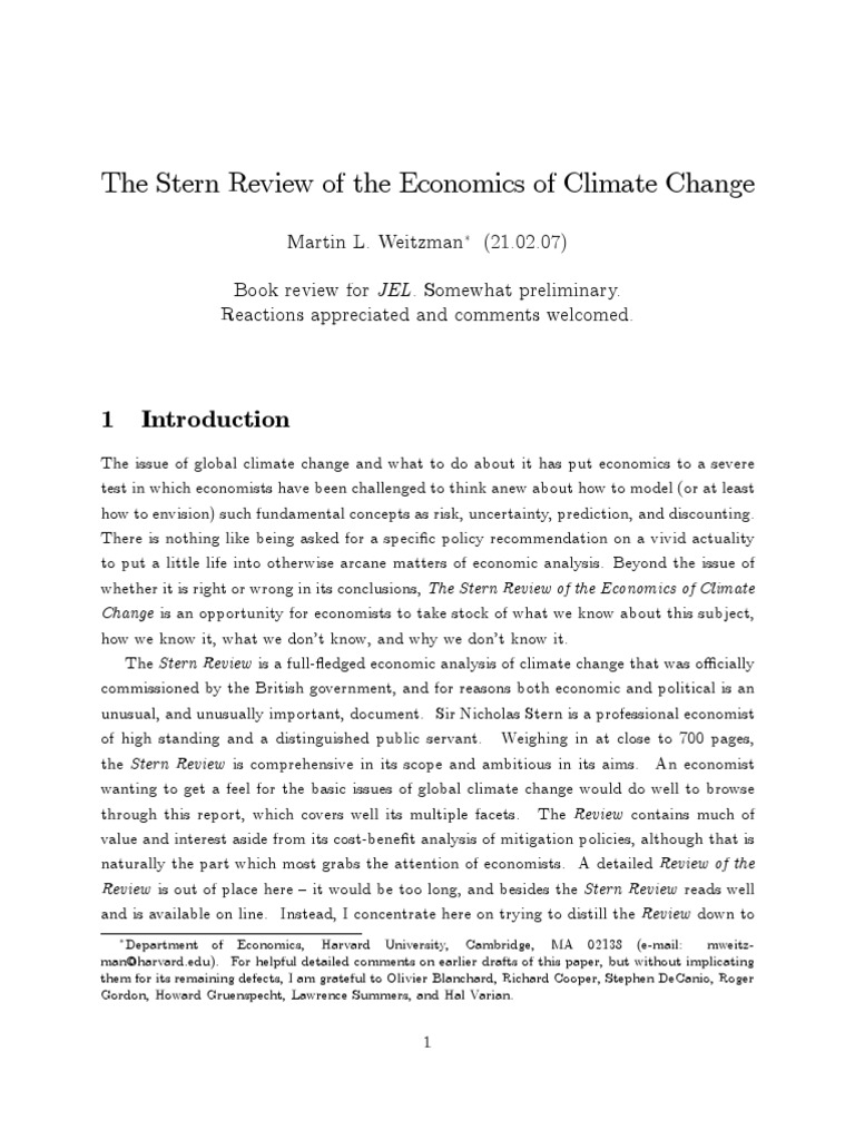 The Stern Review of The Economics of Climate Change | PDF | Economics ...