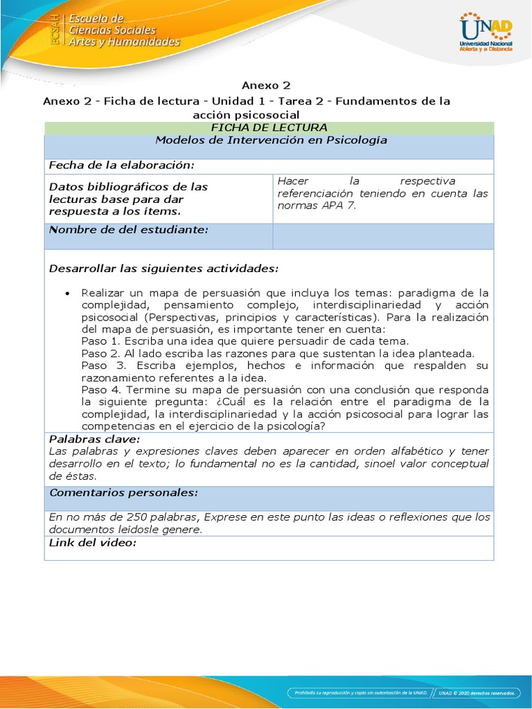 Anexo 2 - Ficha de Lectura - Unidad 1 - Tarea 2 - Fundamentos de La ...