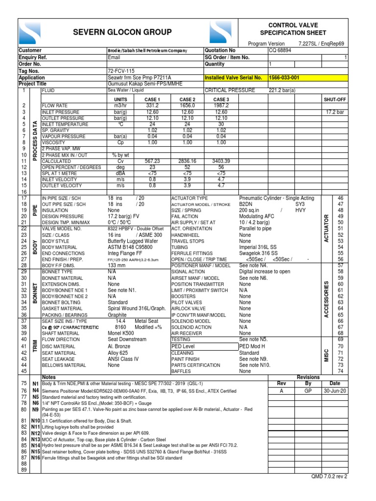 Severn Glocon Control Valve Data Sheet | PDF | Valve | Pipe (Fluid ...