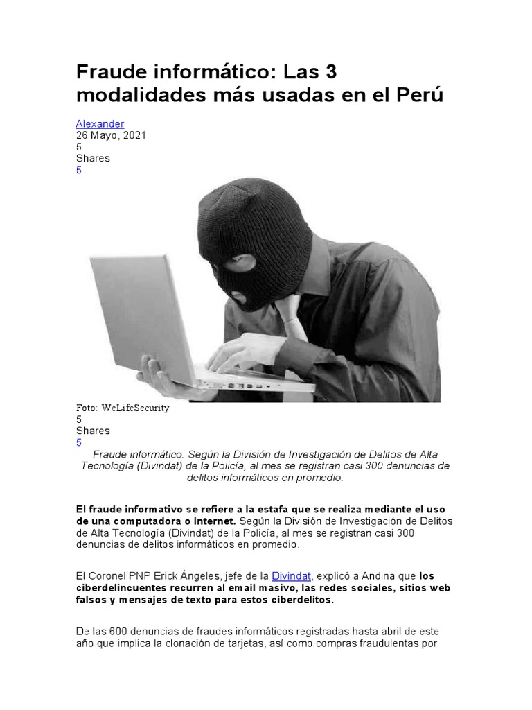 Fraude Informático | PDF | Suplantación de identidad | Cibercrimen