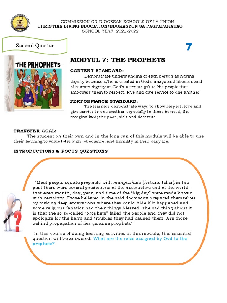 Grade 7 Module 7 2nd Quarter PROPHETS 2 | PDF | Nevi'im | Ezekiel