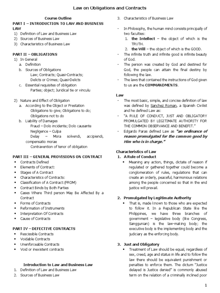 Law On Obligations And Contracts Module 1 And 2 Download Free Pdf Law Of Obligations Negligence
