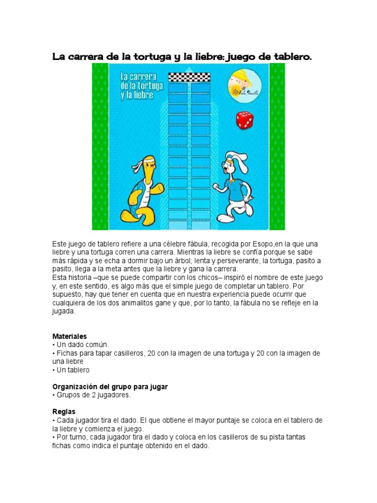 La Carrera de La Tortuga y La Liebre | PDF