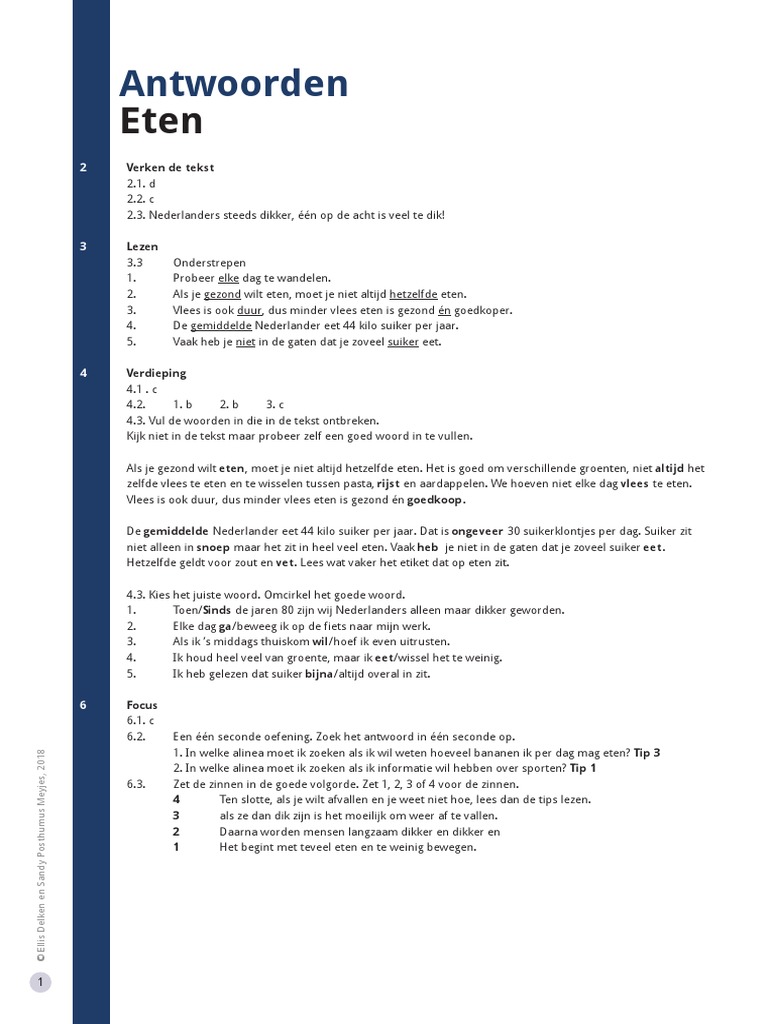 Antwoorden Eten - Download | PDF