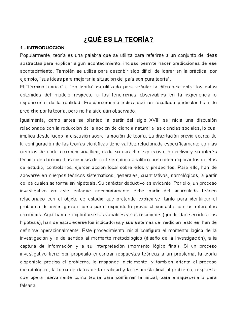 QUE ES LA TEORÍA | PDF | Teoría | Conocimiento