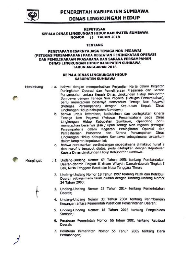 SK 2018 (Petugas Persampahan) | PDF