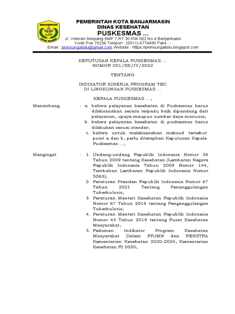 4.4.1.1 SK Indikator Kinerja Program TBC | PDF