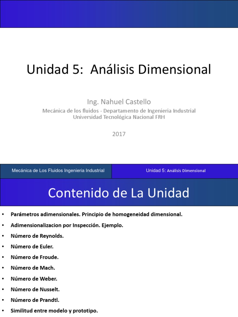 Principio de Homogeneidad Dimensional | PDF | Numero Reynolds ...