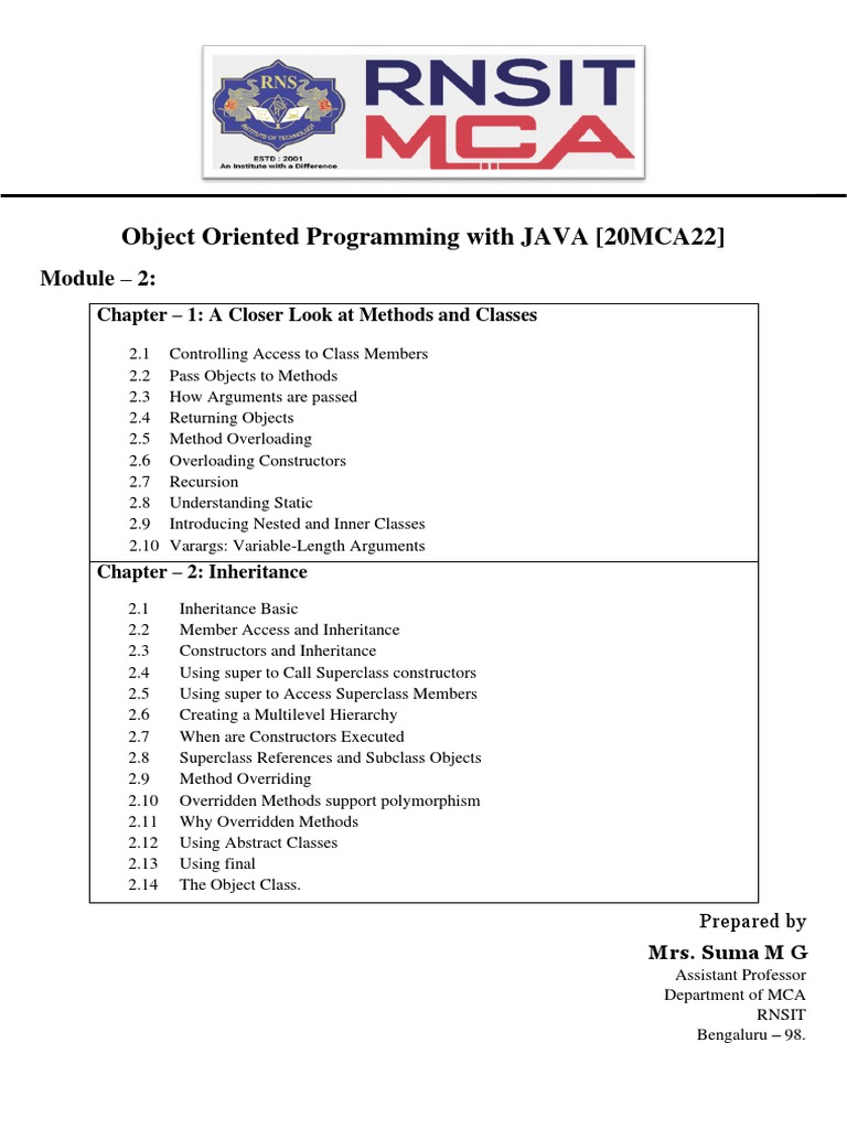 Module - 2 Closer Look - Inheritance | PDF | Method (Computer Programming) | Inheritance (Object ...