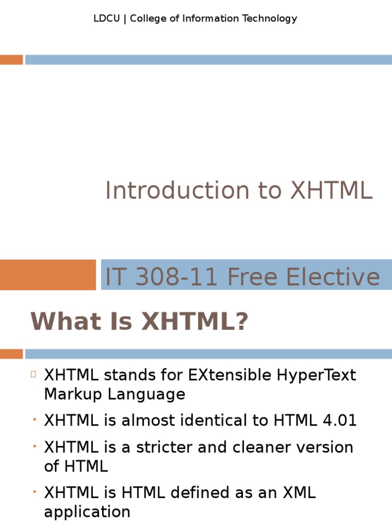 Introduction To XHTML | PDF | Xhtml | Html