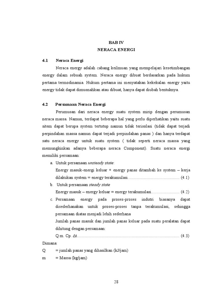 Bab Iv. Neraca Energi | PDF | Sains & Matematika | Teknologi & Rekayasa