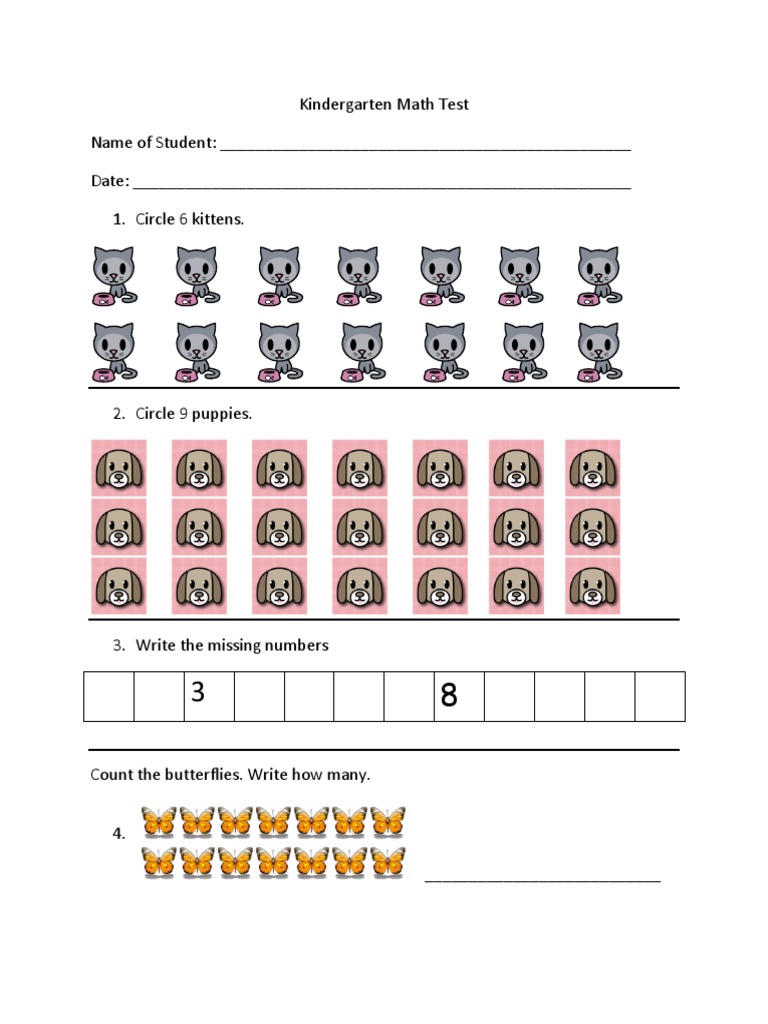 Kindergarten Math Test | PDF | Geometry | Mathematics