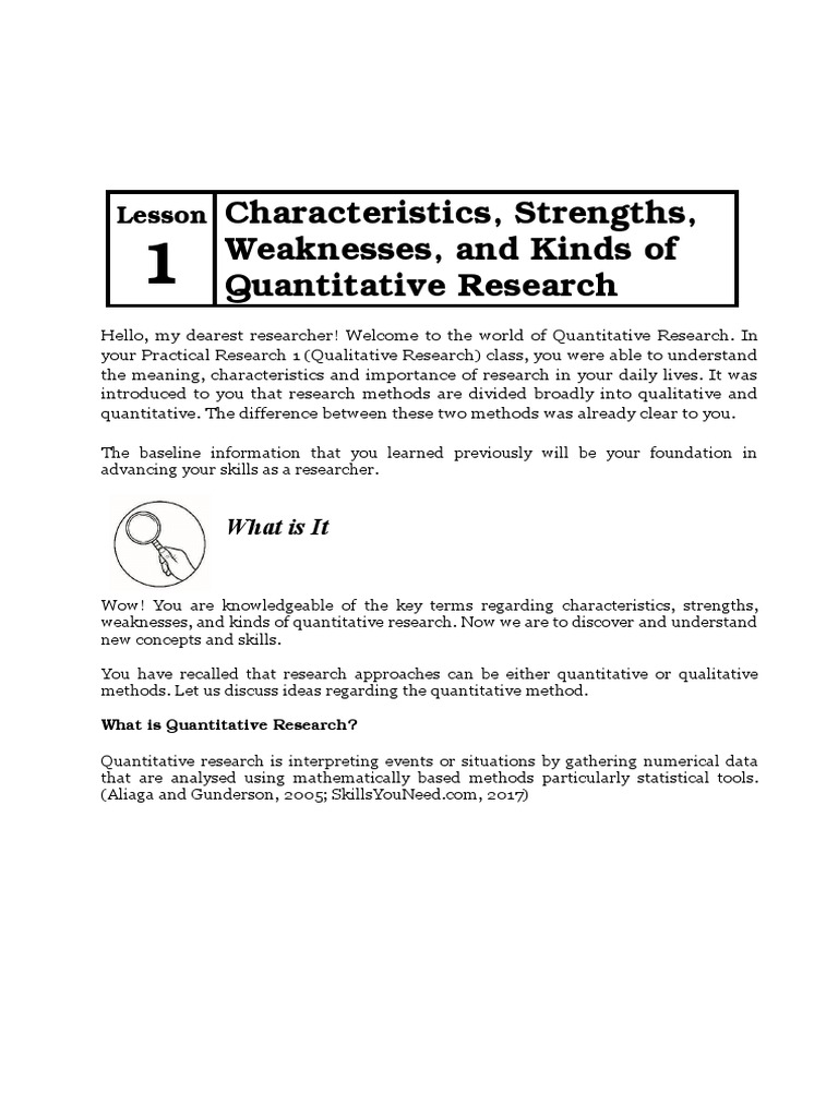 PR2 Lesson 1 | PDF | Statistics | Quantitative Research