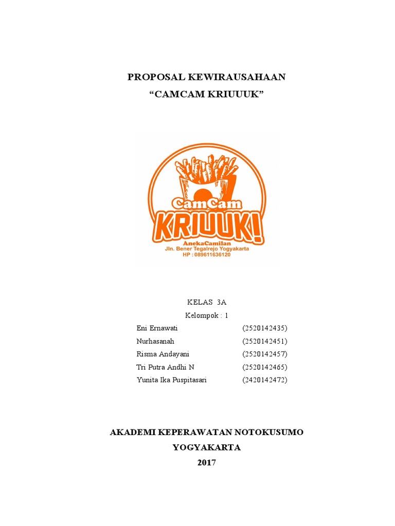 Proposal Usaha Camilan "Camcam Kriuuuk" | PDF