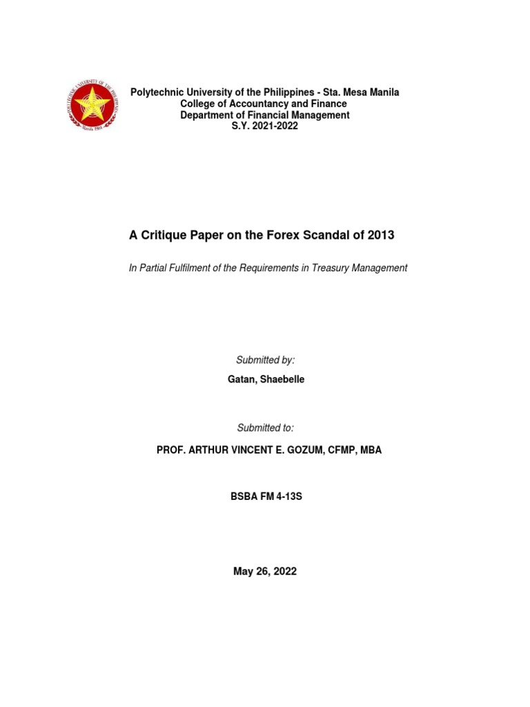 Gatan - Critique Paper | PDF | Foreign Exchange Market | Money