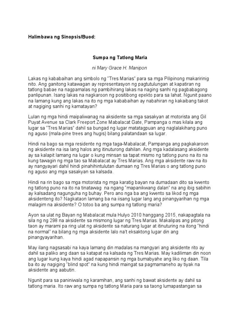 Halimbawa NG Sinopsis | PDF