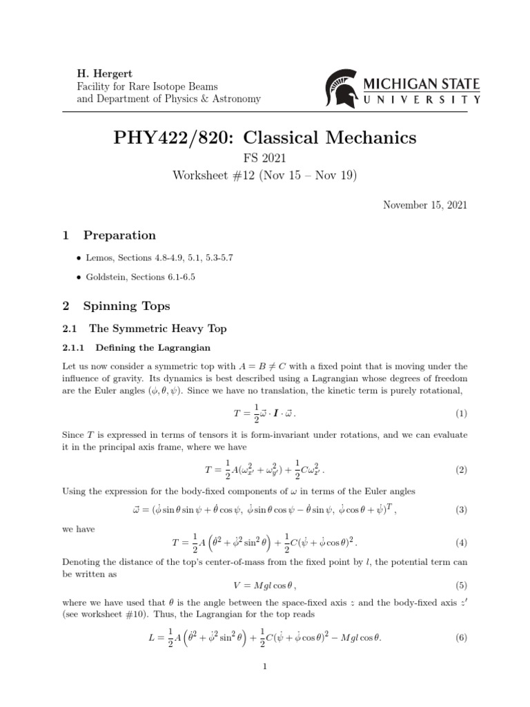 Sym Top and Oscillations | PDF | Oscillation | Normal Mode