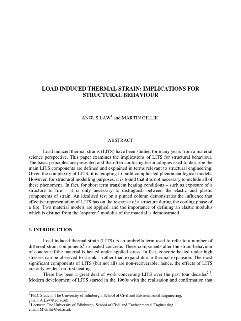 Load Induced Thermal Strain in Structures | PDF | Creep (Deformation ...