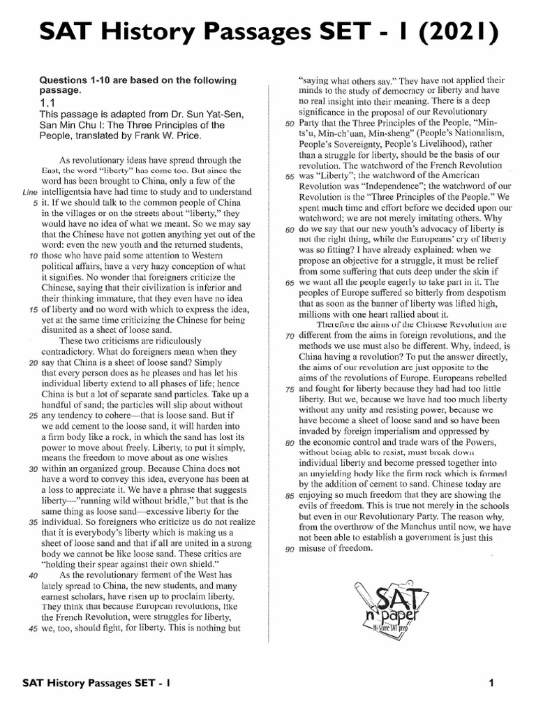 SAT History Passages SET - 1.1 | PDF