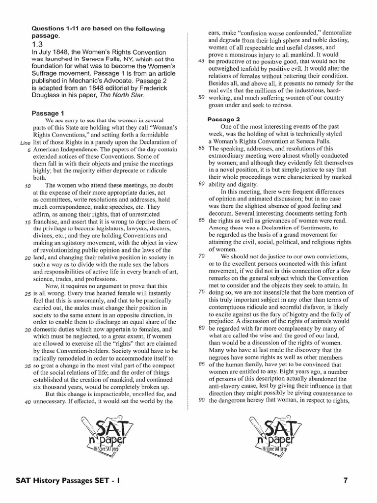 SAT History Passages SET - 1.3 | PDF